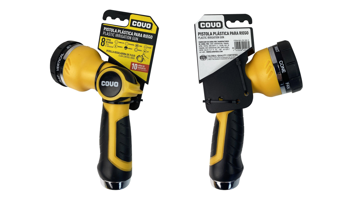 PISTOLA PLASTICA COVO PARA RIEGO 8 TIPOS DE RIEGO (F. 72 PZA) – covogt